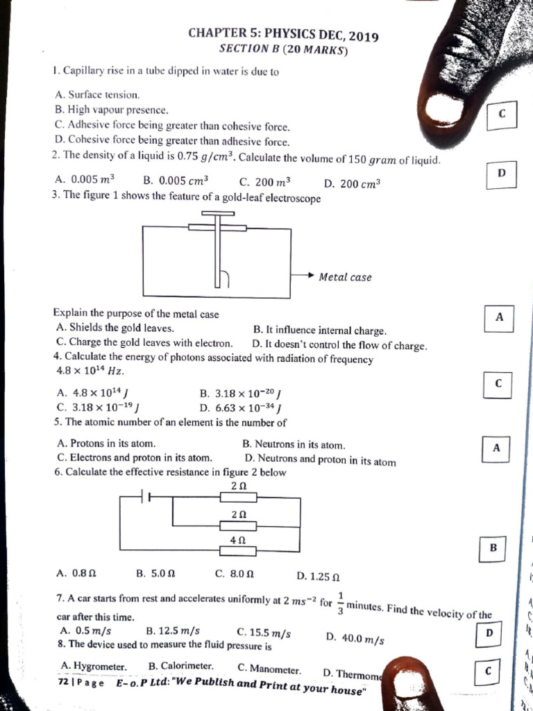 Physics Exam 2019 .. | PDF