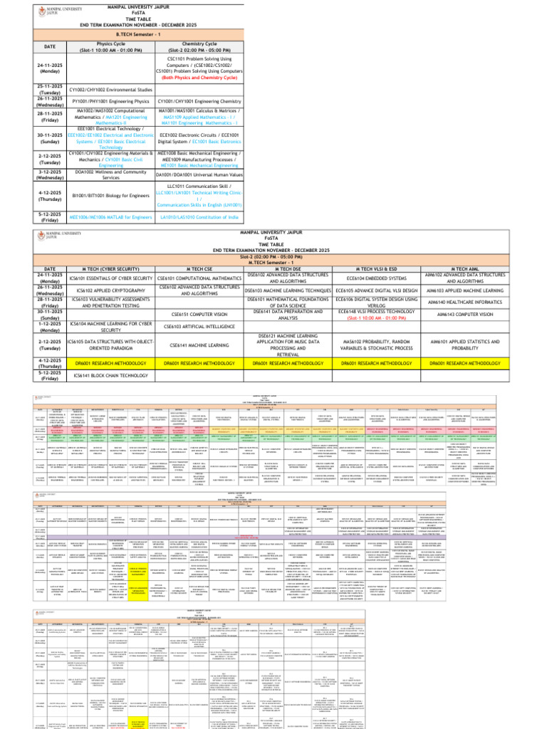 ETE Timetable Nov-Dec 2025 | PDF | Machine Learning | Engineering