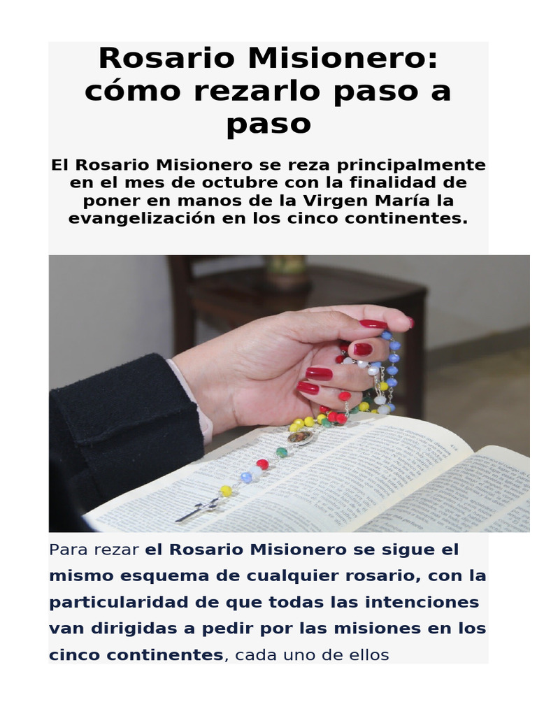 Cómo rezar el Rosario Misionero | PDF | María, madre de Jesús | Rosario