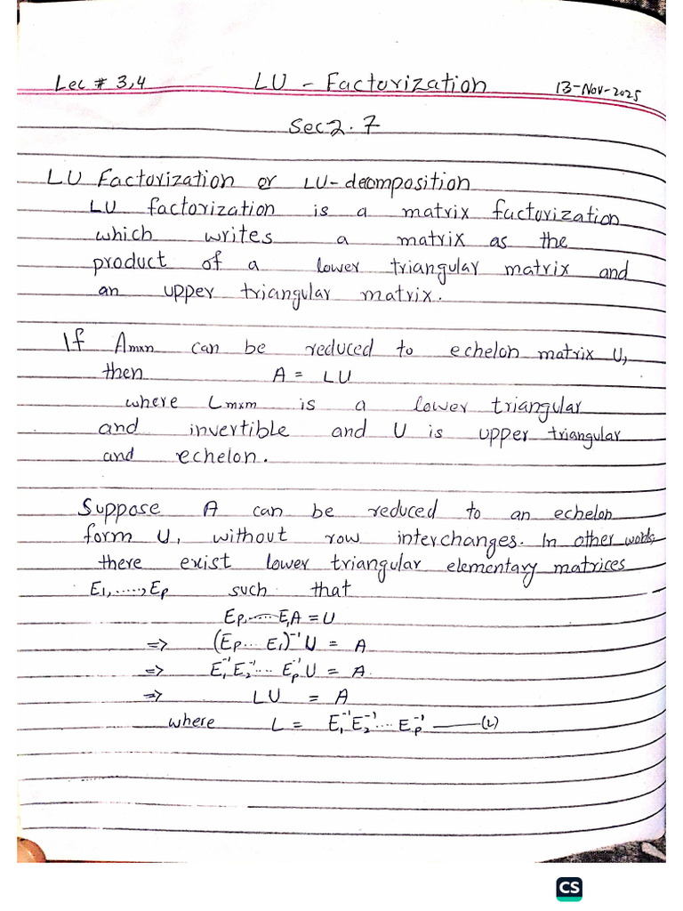 LU Decomposition | PDF