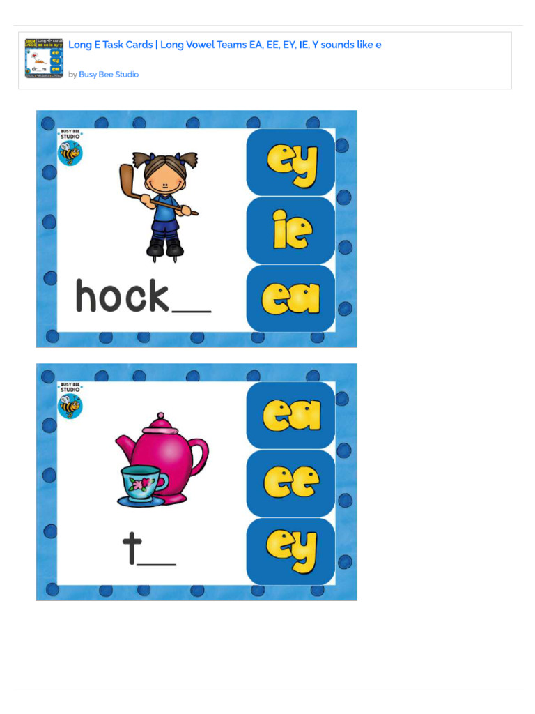 Long e Task Card | PDF