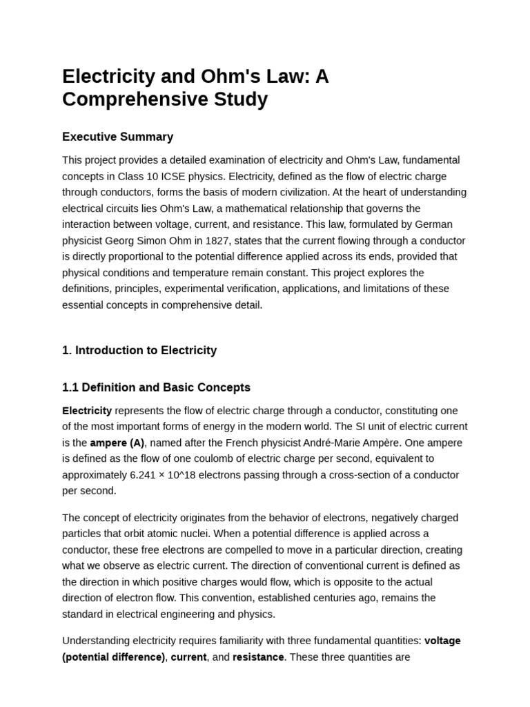 Electricity Ohms Law Complete | PDF | Electrical Resistivity And ...