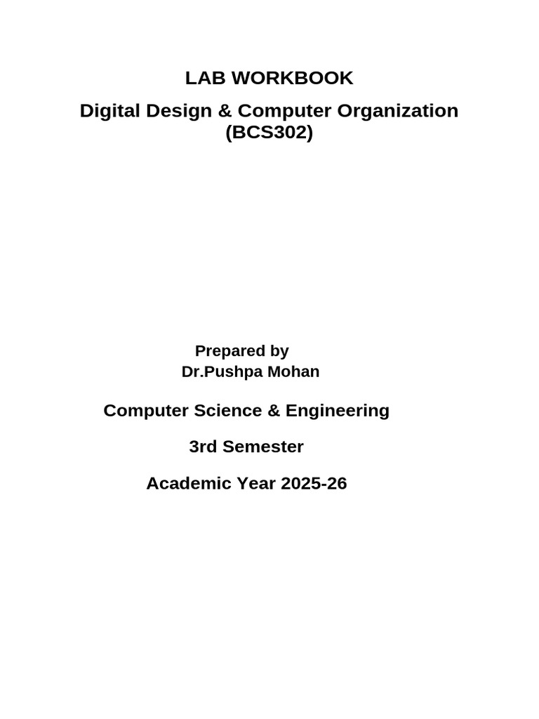 Digital Design Lab Workbook BCS302 | PDF | Hardware Description ...