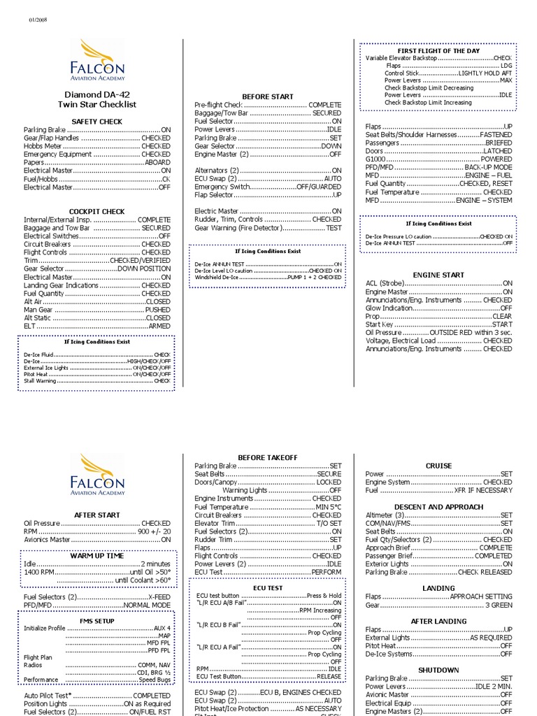 DA42 - Twin Star Checklist | PDF | Aircraft Flight Control System ...