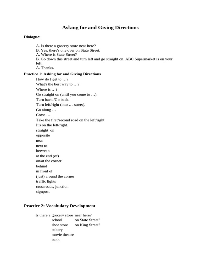 Asking for and Giving Directions | PDF | Retail Companies