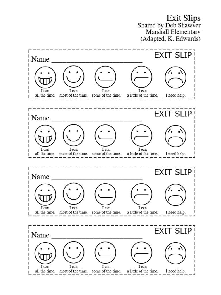 Student Exit Slip Template | PDF