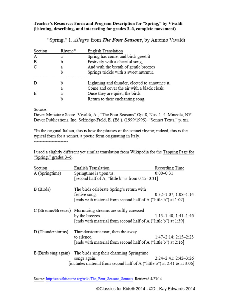 Vivaldi's "Spring" Teaching Resource | PDF