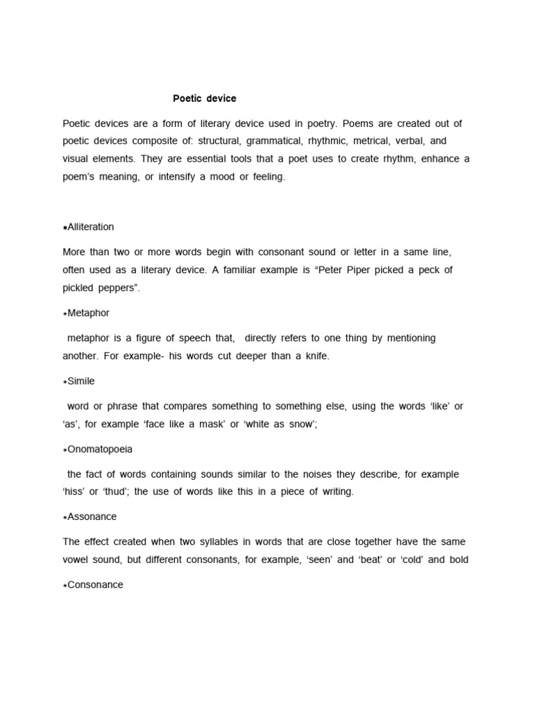 Poetic Devices | PDF | Poetry | Poetic Devices