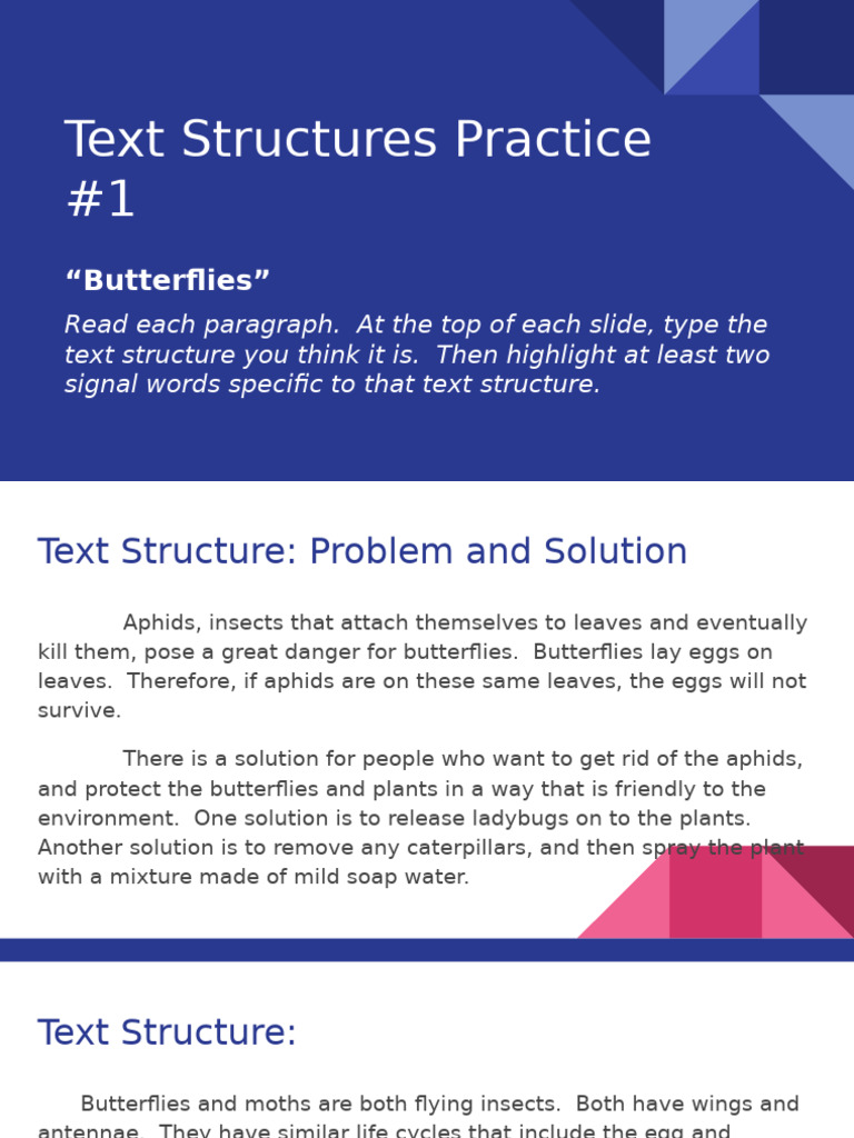 Butterfly Text Structure Exercises | PDF | Butterfly | Pupa