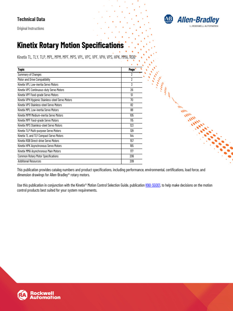 Kinetix Rotary Motion Specifications: Technical Data | PDF | Electric ...