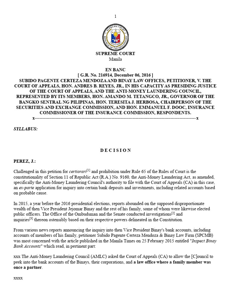 4 Binay Law Offices vs. CA 2016 | PDF | Extradition | Due Process Clause