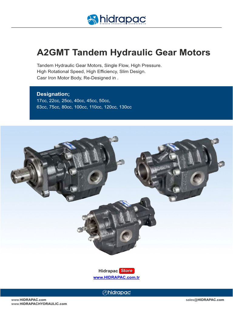 A2GMT Tandem Hydraulic Gear Motors | PDF | Pump | Engine Technology