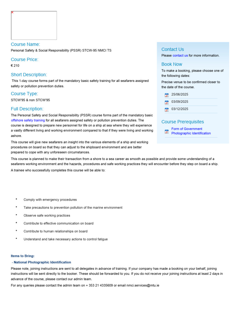 (PSSR) STCW-95 NMCI TS | PDF | Sailor