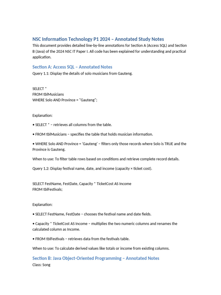 NSC IT 2024 Annotated Study Notes | PDF | Method (Computer Programming ...