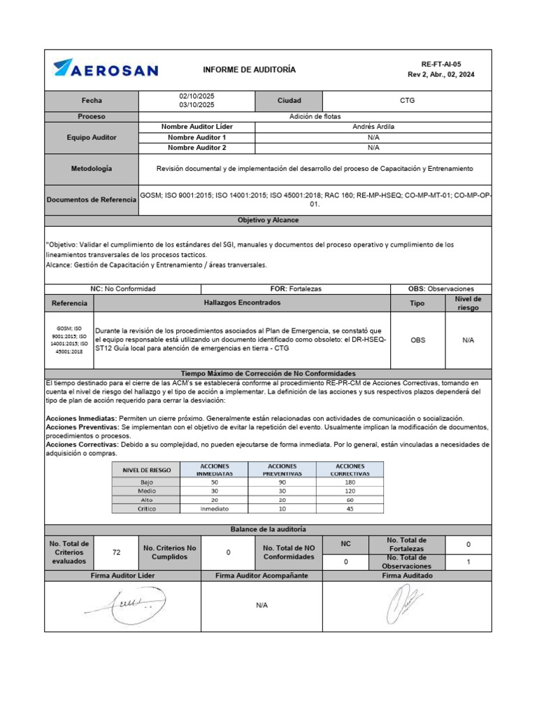 Auditoría de Cumplimiento SGI y Capacitación | PDF | Auditoría | Contralor
