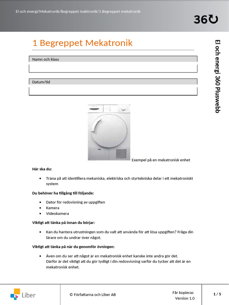 Inl Mekatronik 01 Namn | PDF