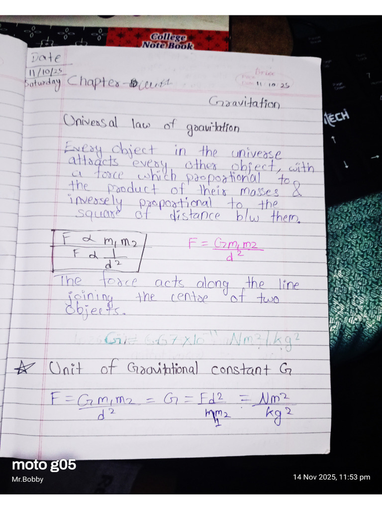 Handwritten Gravitation Notes | PDF