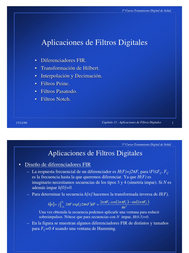 Aplicaciones de Filtros Digitales Tema11 | PDF | Muestreo ...
