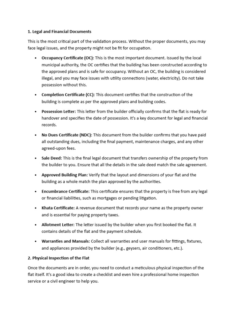 Validate With The Builder Before Taking Possession | PDF | Bathroom | Deed