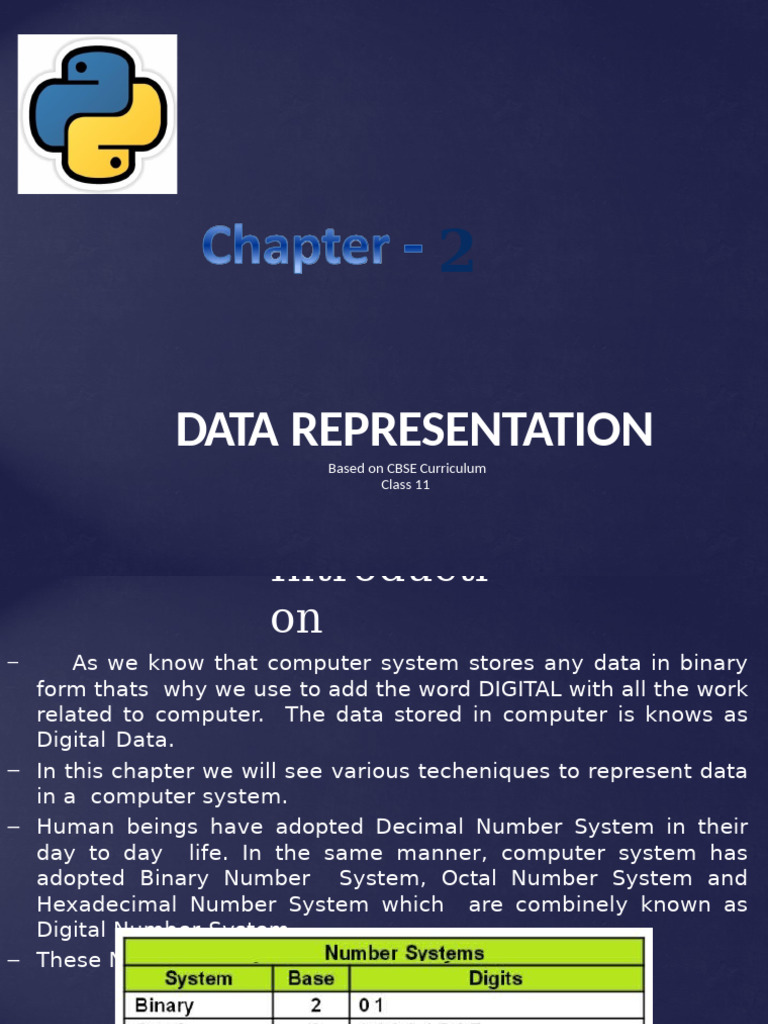 CH 2 - Data Representation | PDF | Decimal | Character Encoding