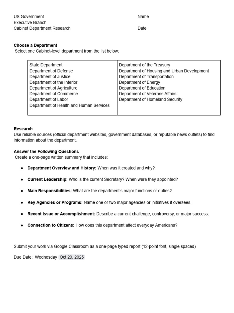 US Cabinet Department Research Guide | PDF