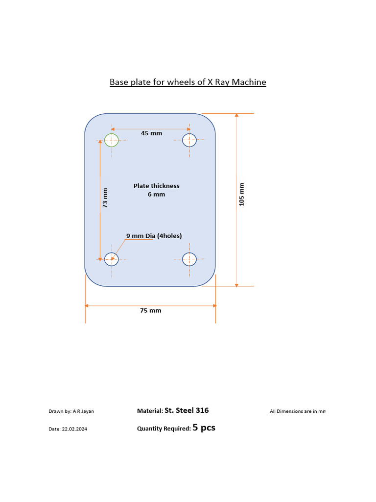 Base Plate For Wheels of X Ray Machine | PDF