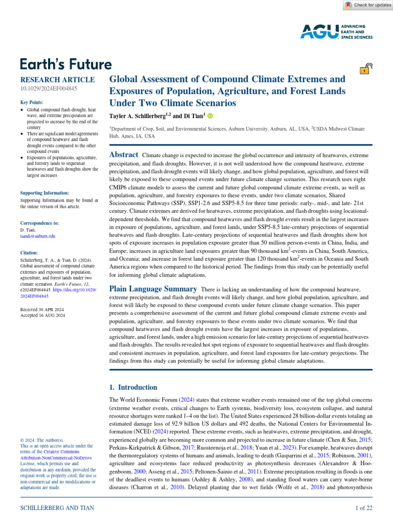 Earth S Future - 2024 - Schillerberg - Global Assessment of Compound ...