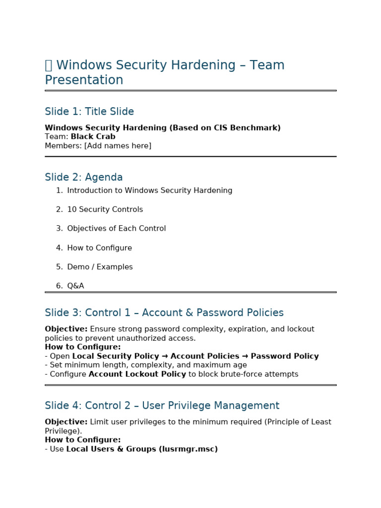 Windows Security Hardening Guide | PDF | Security | Computer Security