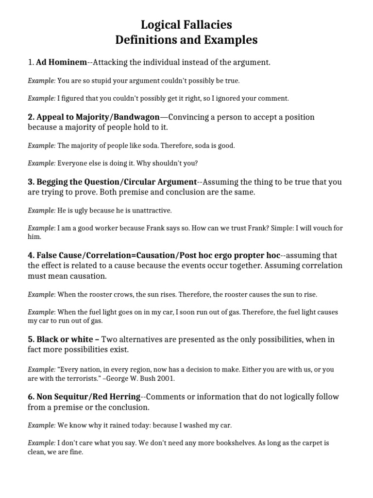 Logical Fallacies Defined | PDF | Fallacy | Logic