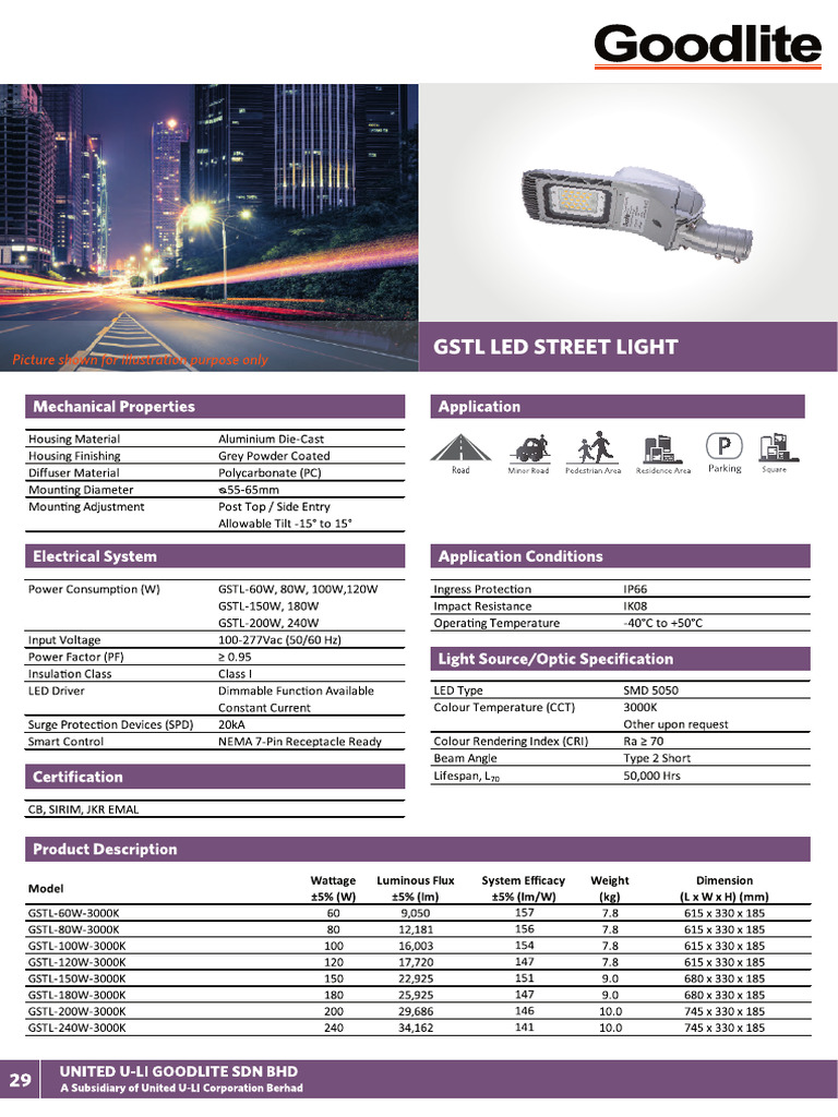 Goodlite GSTL Led Street Light | PDF