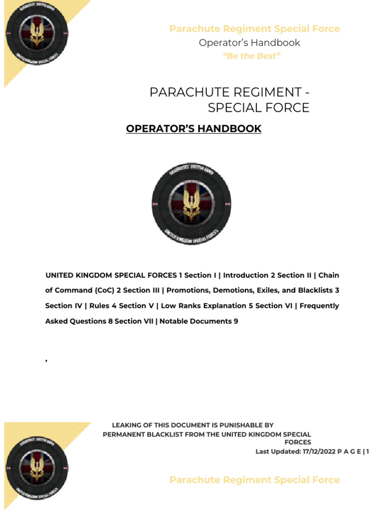 UKSF Handbook | PDF | Special Air Service | Special Forces