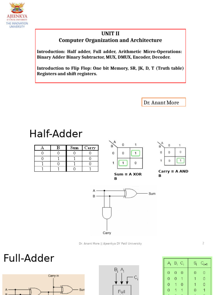 Computer Architecture: Adders, Flip-Flops, MUX | PDF | Computer ...