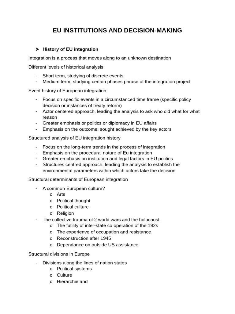EU Institutions and Decision-Making Overview | PDF | European Council ...