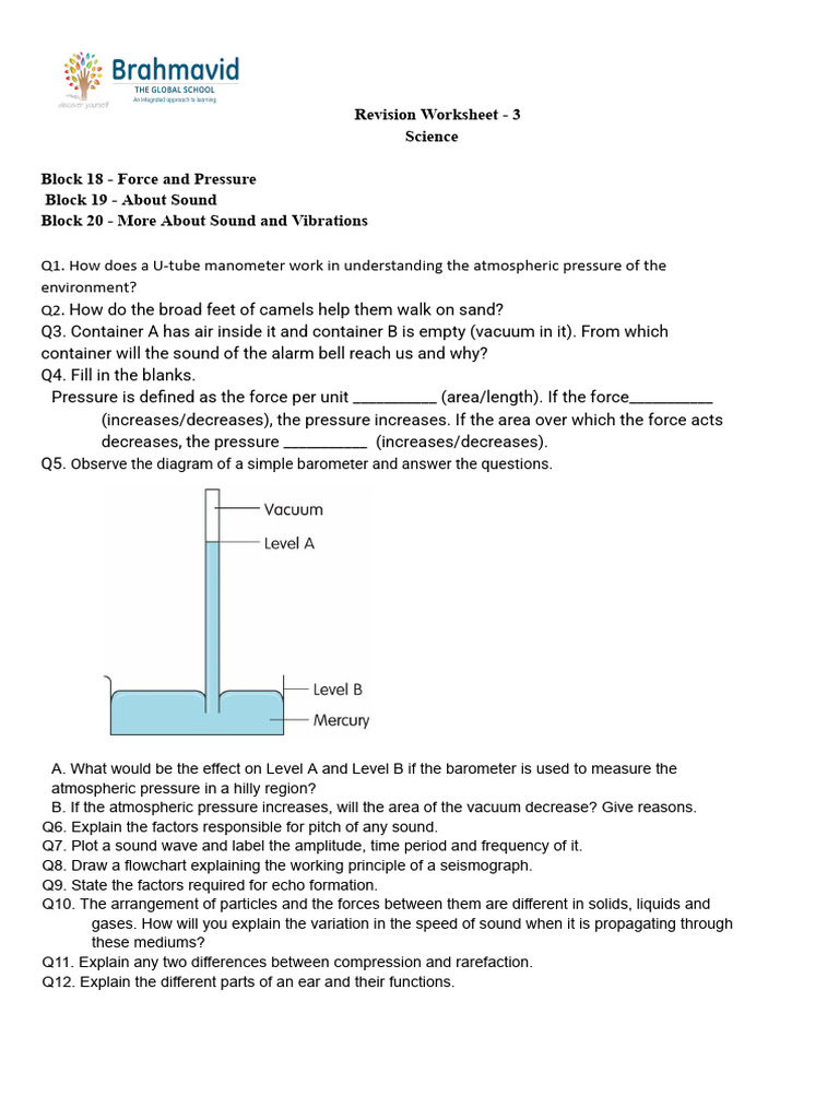 Science Revision: Force, Pressure & Sound | PDF