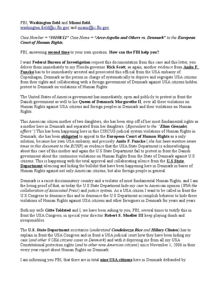 Second Letter To FBI. Arrest To Anita F. Funcke | PDF | United States ...