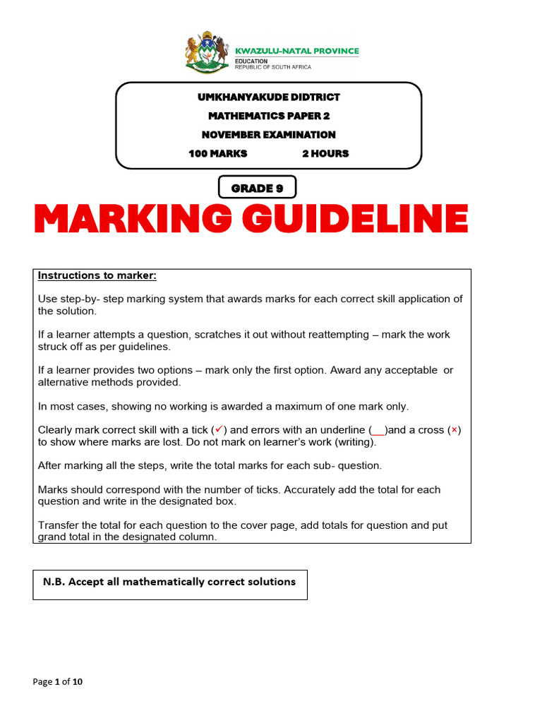 Grade 9 Mathematics Marking Guidelines | PDF | Euclid | Classical Geometry