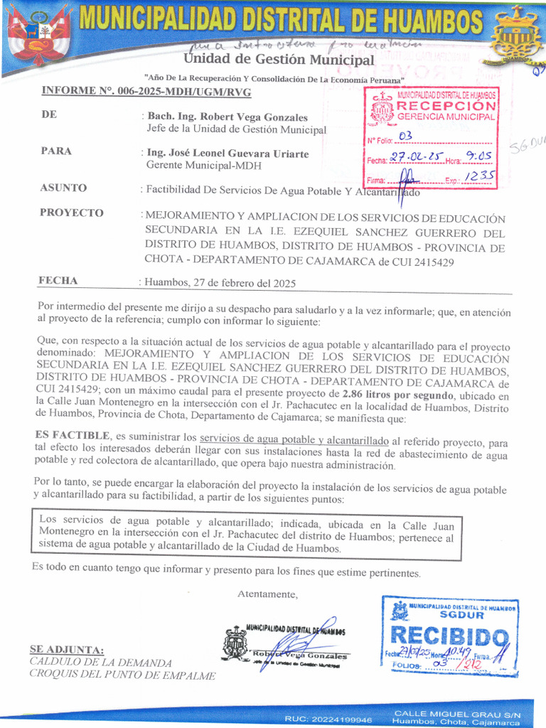 4. Atm (Factibilidad de Agua y Desague) | PDF