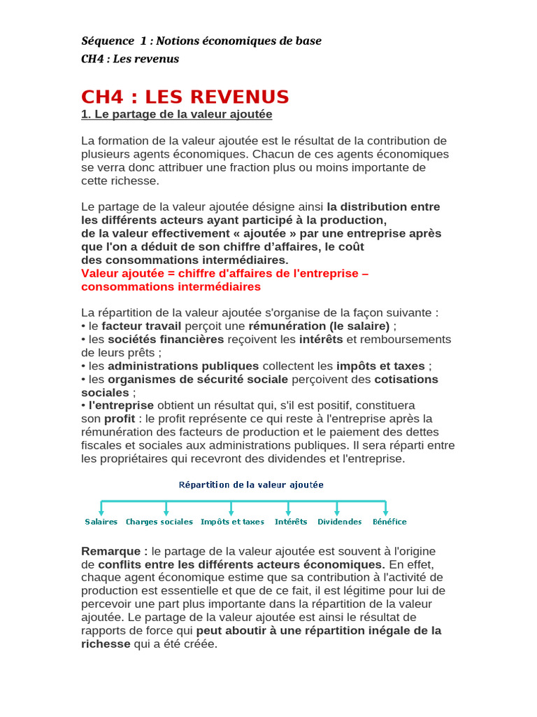 Comprendre le partage des revenus économiques | PDF | Revenus | Impôts
