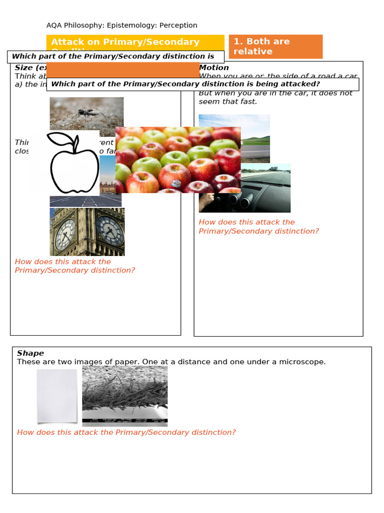 Epistemology: Primary vs. Secondary Qualities | PDF | Idea ...