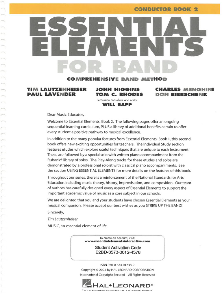 Essential Elements Band Book 2 | PDF