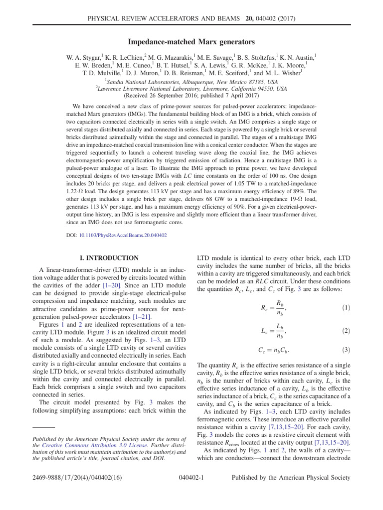 PhysRevAccelBeams 20 040402 | PDF | Transmission Line | Capacitor