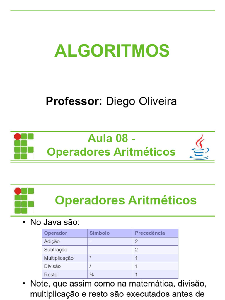 ALG 08 - Operadores Aritmeticos | PDF