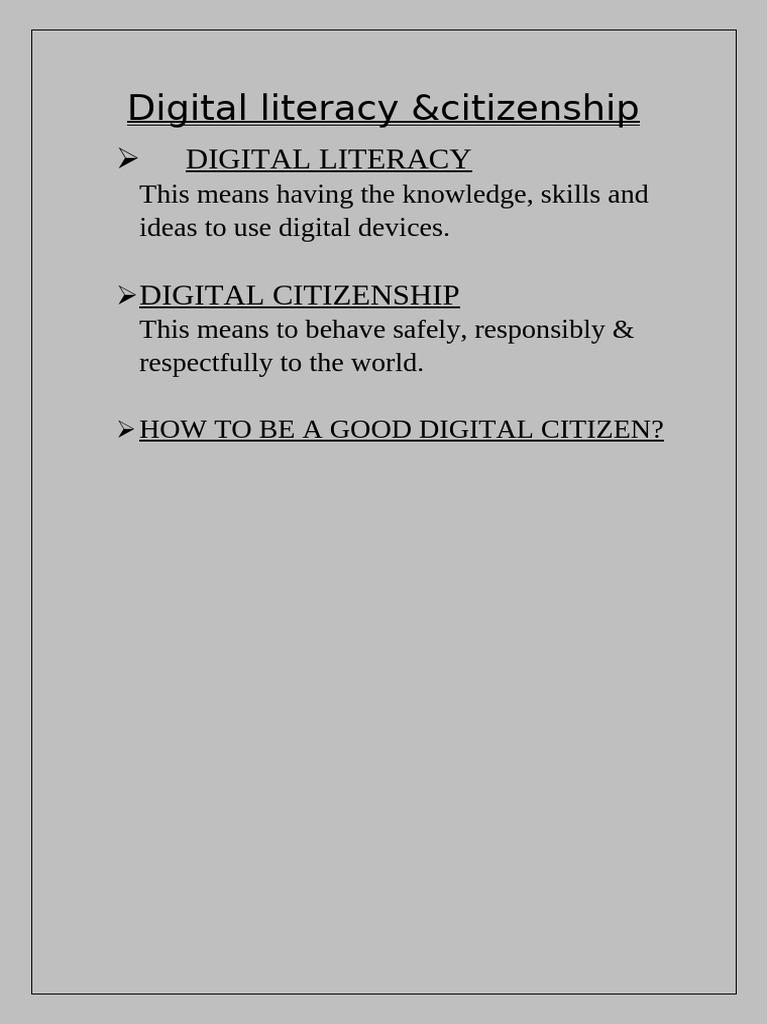 Digital Literacy and Citizenship Guide | PDF