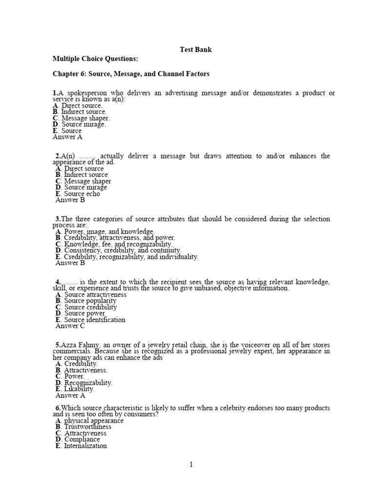 Test Bank IMC CH 6 | PDF | Advertising | Brand