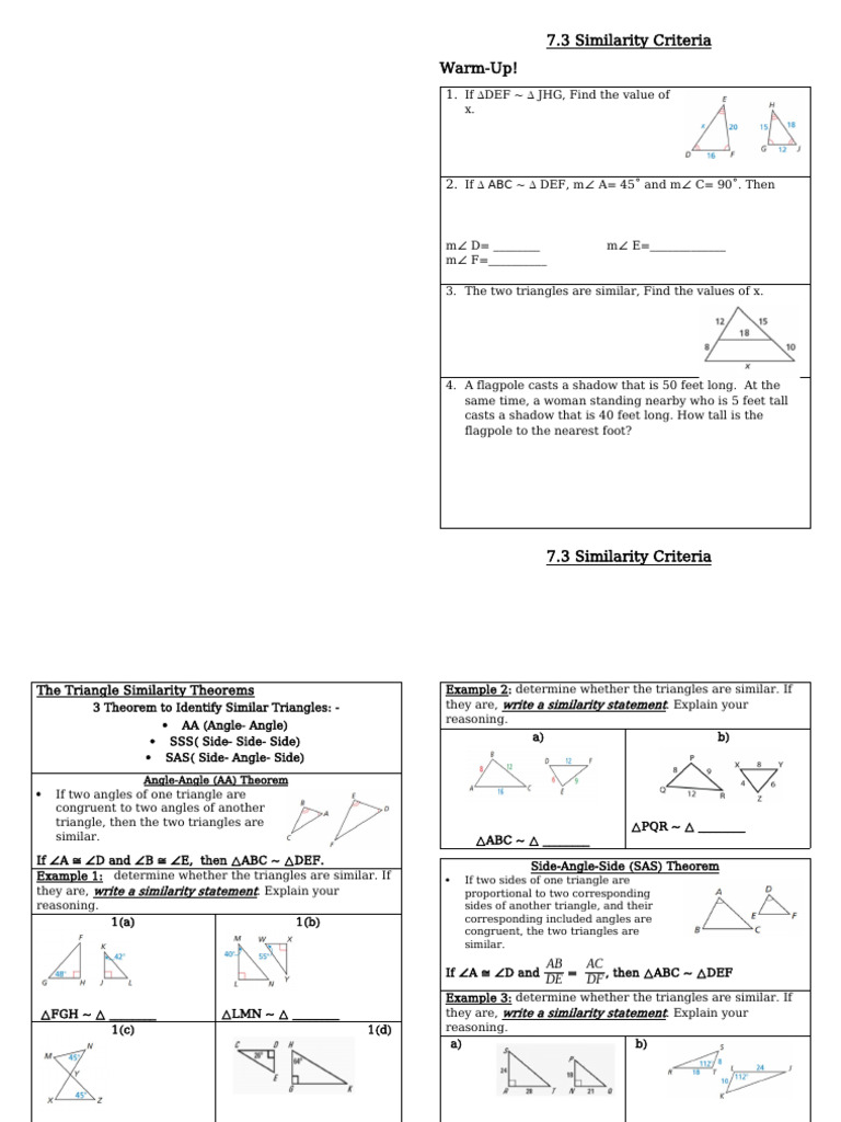 7.3 Similarity Criteria | PDF | Triangle | Mathematics