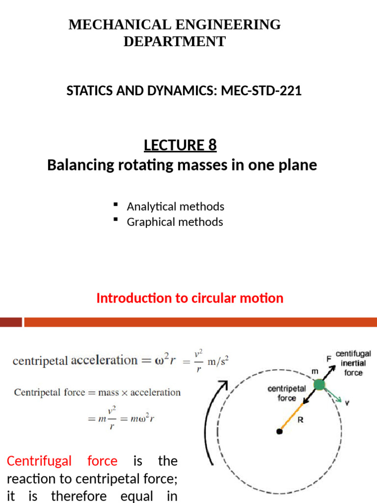LECTURE 8 - Balancing | PDF | Force | Rotation