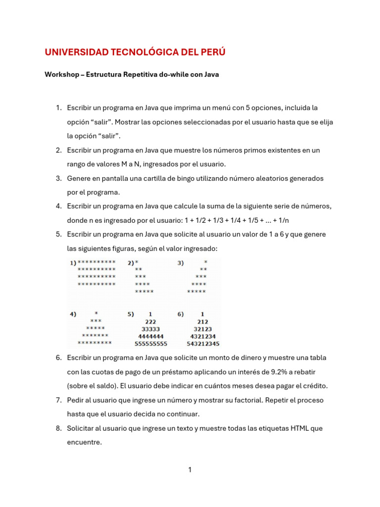 Workshop – Estructura Repetitiva Do-while Con Java | PDF | Java ...