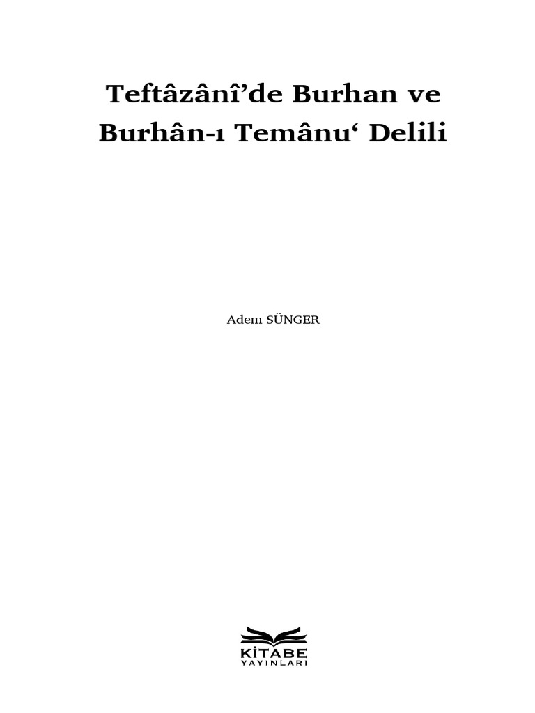Teftazanide Burhan Ve Burhan I Temanu Delili Onsoz | PDF