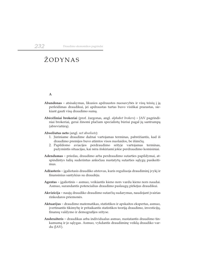 Draudimo Zodynas | PDF