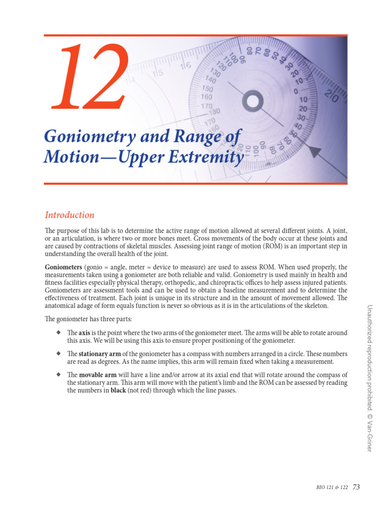 Upper Extremity Goniometry Lab Guide | PDF | Anatomical Terms Of Motion ...